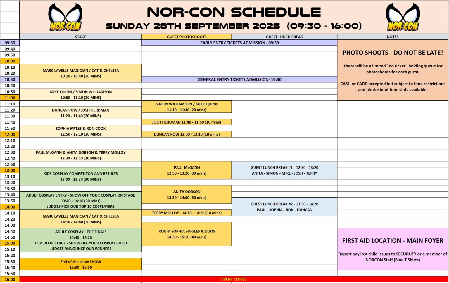 NORCON Schedules - NORCON Norfolk TV, Film and Comic Convention ...